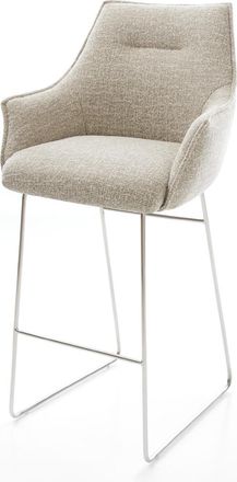 DELIFE Barstuhl Alja-Flex Webstoff Soft Beige Kufengestell Edelstahl Silberfarben Taschenfederkern, Barst&uuml;hle