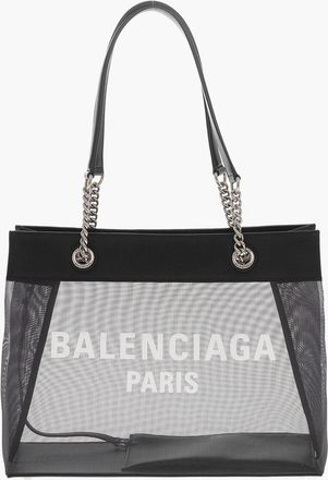 Balenciaga Halbdurchsichtige Tote mit Lederdetails Balenciaga
