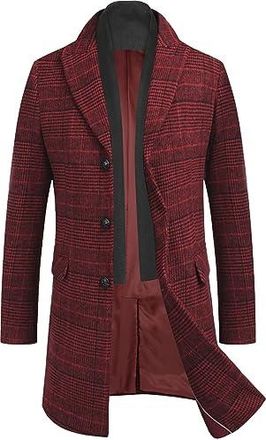 Coofandy Manteau en Laine pour Hommes Manteau dhiver Trench-Coat Coupe-Vent décontracté Veste à Revers Hommes Manteau en Laine Chaud Business Slim Fit à Carrea