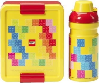 Room Copenhagen LEGO LUNCH SET - ICONIC Design, Spaßig & Funktional - 390 ml Flasche und Brotdose für Kinder & Erwachsene, für Mahlzeiten unterwegs, Rot & Gelb