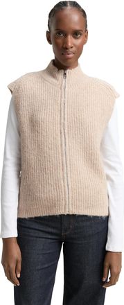 Tom Tailor Damen 1049483 Pullunder Cardigan, 38909-Cosy Beige Melange, XS