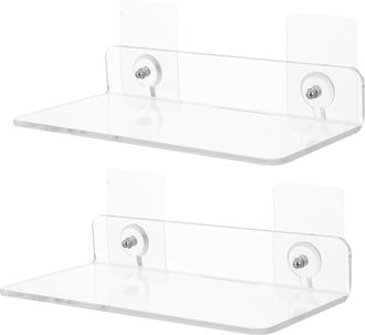 DOITOOL 2 Stück Wandregal Punch Freies Badezimmer Wandmontage Regal Transparent Platzsparend Vielseitig für Shampoo Seife Kosmetik Langlebig und Leicht zu Rei