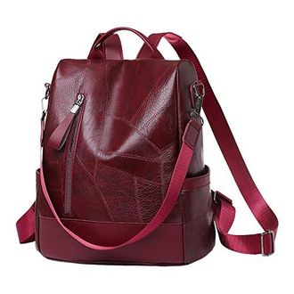 Generic Sac &agrave; dos pour femme 2023 - Texture cuir souple - Grande capacit&eacute; - Style d&eacute;contract&eacute;, Rouge, taille unique