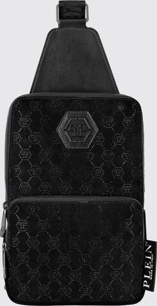 Philipp Plein Mini-Schultertasche aus Monogramm-Samt von mit Kristallen