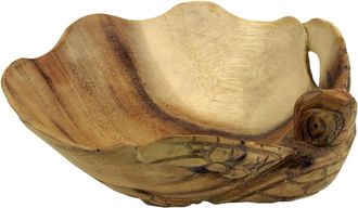 Guru Shop Obstschale aus Holz, Geschnitzte Obstschale, Holzschale, Holzteller - M1 Schildkr&ouml;te, 7x15x15 cm