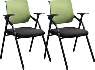 Generic Set mit 2 stapelbaren Klappst&uuml;hlen f&uuml;r Wartezimmer, B&uuml;ro & Konferenzraum - Netz-Empfangsst&uuml;hle mit Armlehnen - Ergonomische graue G&auml;stest&uuml;hle