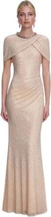 Self Portrait Femme, Robes, Beige, Taille: 38 FR Robe Longue Maxi Orn&eacute;e de Strass