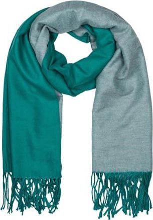 styleBREAKER Echarpe pour dames en noble optique 2 faces avec franges, 2 couleurs, &eacute;charpe r&eacute;versible, &eacute;tole dhiver chaude multicolore 01017137, couleur:Vert &eacute;mera