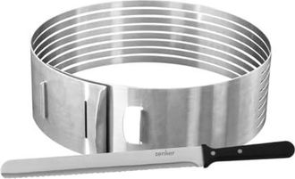 Zenker 9981650 Ensemble 2 pièces pour découpe de layer cake, ustensiles de pâtisserie, couteau de pâtisserie, cercle de découpe, trancheur de gâteaux, Acier 