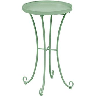 Beliani Table dAppoint de Jardin Vintage en M&eacute;tal Ronde 40 cm Vert Cavinia