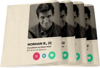 Fabulous Tischsets aus Leinen - Norman Bates Social Network Psycho Treffen Liebe - Großes Format 40 x 28,5 cm, 4 Stück