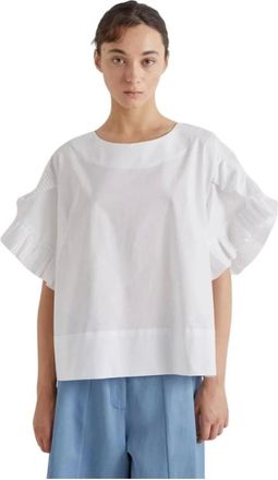 Meimeij Femme, Blouses et Chemises, Blanc, Taille: 40 FR Pliss&eacute; Ruffle Blouse