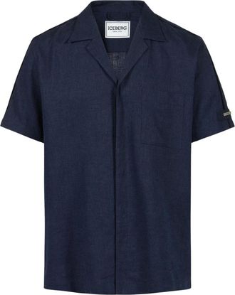 Iceberg Homme, Chemises, Bleu, Taille: 2XL T-shirt &agrave; Manches Courtes Tissage Diagonal