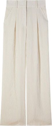 Patrizia Pepe Femme, Pantalons, Blanc, Taille: 40 FR Pleated Palazzo Pantalons