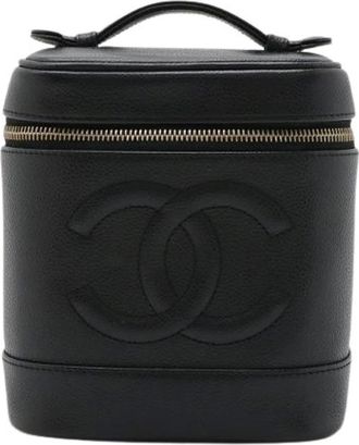 Chanel Pre-owned Caviar Vanity Bag Cosmetic Pouch A01998 - Femme - Pre-owned - Noir - Taille: ONE Size