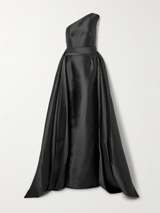 Solace London The Charo Asymmetrische Robe Aus Gl&auml;nzendem Twill - Schwarz