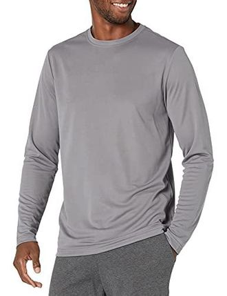 Amazon Essentials T-Shirt à Manches Longues en Tissu Performance Tech Homme, Gris Medio, XS