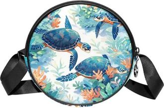 Generic Sac &agrave; bandouli&egrave;re Circle pour femme, petit sac &agrave; bandouli&egrave;re motif tortue oc&eacute;anique, sac &agrave; dos avec fermeture &eacute;clair, bretelles r&eacute;glables, sac &agrave; main 