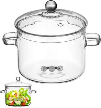 DOITOOL Bol &Agrave; Nouilles Instantan&eacute;e Casserole en Verre avec Couvercle en Verre Borosilicate Sauce Transparente