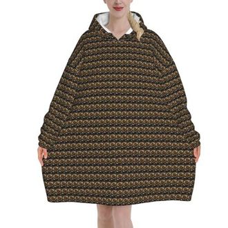 Generic Couverture &agrave; capuche surdimensionn&eacute;e avec manches Motif fleurs noires et dor&eacute;es Pour int&eacute;rieur et ext&eacute;rieur