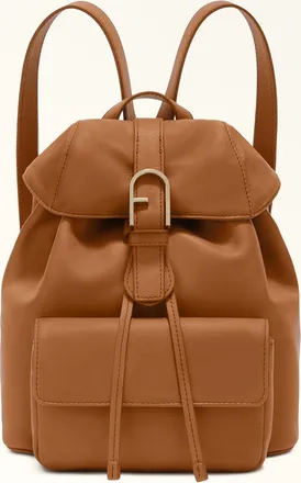 Furla Flow Rucksack Brandy Braun Claris Lux-kalbsleder Mit Intarsie Damen