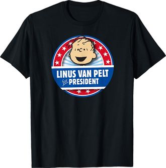 Peanuts Linus Van Pelt als Präsident T-Shirt, Herren, Schwarz, S