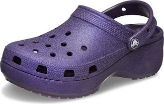 Crocs Womens Classic Platform Glitter Clog 42-43 EU Dark Iris