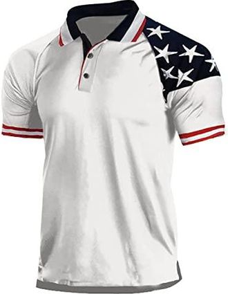 Generic Polo pour homme adulte, imprim&eacute; logo am&eacute;ricain, chemise &agrave; manches courtes, version &agrave; revers zipp&eacute;, polo de sport, chemises polos am&eacute;ricaines, polos de