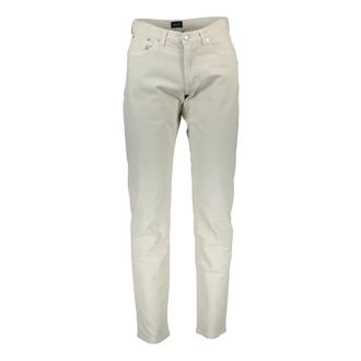 GANT Homme, Pantalons, Beige, Taille: W30 Pantalon Homme Beige 5 Poches Bouton Fermeture &Eacute;clair Logo