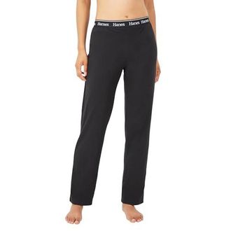 Hanes Originals Lounge, Comfywear Pantalon de Loisirs pour Femme, Jambe Droite, Noir, Medium