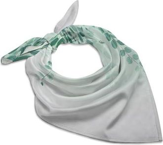 Generic Foulard carré en soie avec feuilles vertes aquarelle - Écharpe légère en forme de papillon pour cheveux - Respirant - Cadeau pour femme et homme, mult