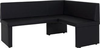 Apollo Eckbank Taina LEB, Kunstleder Schwarz, Gestell aus Holz, langer Schenkel links, 168 x128 x 84cm