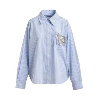 Essentiel Femme, Blouses et Chemises, Bleu, Taille: 36 FR Jommeke Embellished Shirt