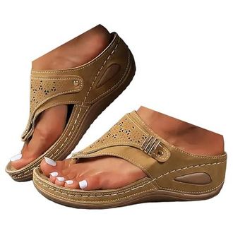 Generic Sandales orthop&eacute;diques compens&eacute;es pour femme - Tongs antid&eacute;rapantes avec soutien de la vo&ucirc;te plantaire - Chaussures de mariage &agrave; enfiler - Bout ouvert