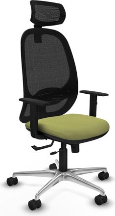 Piqueras y Crespo B&uuml;rostuhl mit 1D-Armen, h&ouml;henverstellbare Lendenwirbelst&uuml;tze und h&ouml;henverstellbares Kopfteil, Schwarz / Olivgr&uuml;n