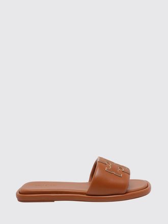 Tory Burch Sandales plates Double T Sport en cuir lisse avec logo