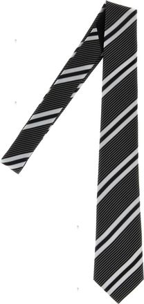 Saint Laurent Mens Embroidered Jacquard Tie Offwhiteblack Exterior: Silk Lining: Cravatte E Papillon Ties