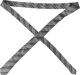 Dolce & Gabbana Mens Black White Stripes Silk Adjustable Tie And