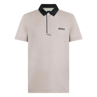 HUGO BOSS Kurzarm-Polo mit Logo - - Tops - Herren - Beige - S