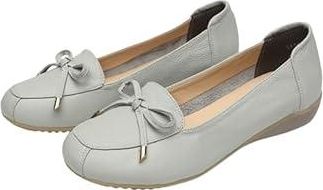 Generic Ballerines en Cuir véritable à Semelle Souple pour Femmes, Chaussures décontractées Confortables et antidérapantes pour Les mères,Gris,38 EU