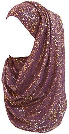 Lina & Lily Écharpe hijab dorée scintillante pour femme, violet, taille unique