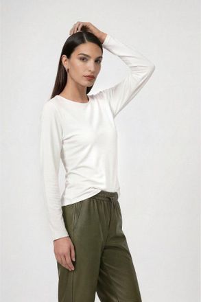Monari Langarmshirt Basic aus weichem Viskose-Modal-Mix, Rundhals