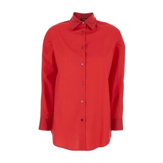 Pla&icirc;n Plain, Femme, Blouses et Chemises, Rouge, Taille: 38 FR Popeline Shirt