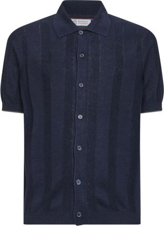 Brunello Cucinelli Homme, Pulls, Bleu, Taille: L Cardigan en Lin et Coton