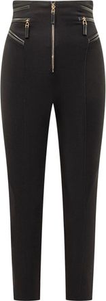 Elisabetta Franchi Femme, Pantalons, Noir, Taille: 42 FR Pantalon Cr&ecirc;pe avec D&eacute;tails Zipp&eacute;s