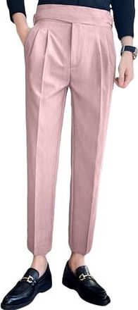 Generic Pantalon de costume vintage en tweed pour homme, coupe classique, pantalon d&eacute;contract&eacute; &agrave; chevrons sur le devant, coupe ajust&eacute;e, jambe fusel&eacute;e &agrave; lavant