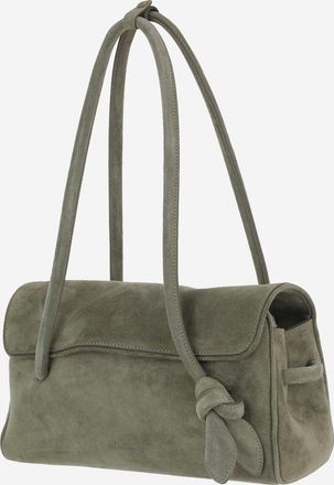 Jacquemus Womens Shoulder Bag Le Bambino Long Suede Sage Green Calf Leather