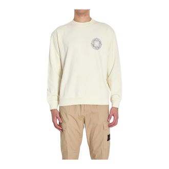 Stone Island SweaT-shirt Col Rond Oversize avec Imprim&eacute; Outline Compass - Homme - Sweatshirts et sweats &agrave; capuche - Beige - Taille: L