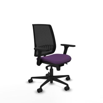 Piqueras y Crespo Alares B&uuml;rostuhl mit 3D-Armlehnen, h&ouml;henverstellbare Lendenwirbelst&uuml;tze, ausgestattet mit 5 Positionen und injiziertem Schaumstoff, Schwarz/Violett