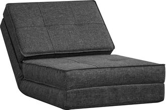 HOMCOM Chauffeuse - matelas dappoint pliant - fauteuil convertible - inclinaison dossier r&eacute;glable 5 positions - tissu polyester aspect lin gris